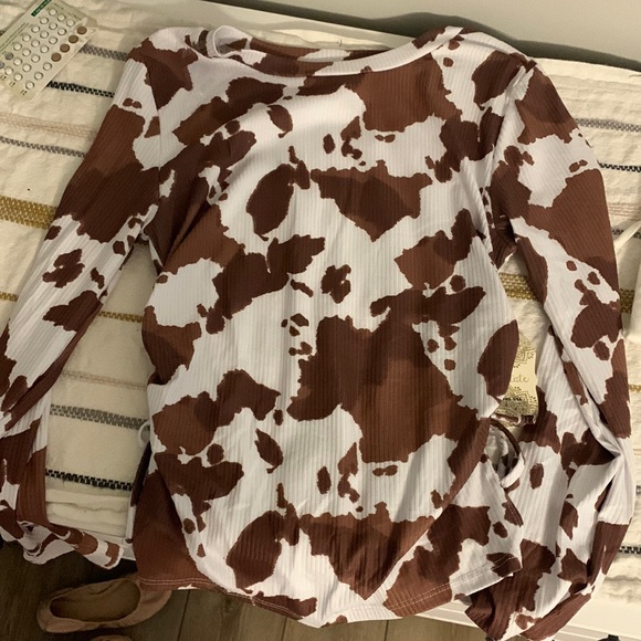 Altar'd State | Tops | Cow Print Long Sleeve Crop Top | Poshmark